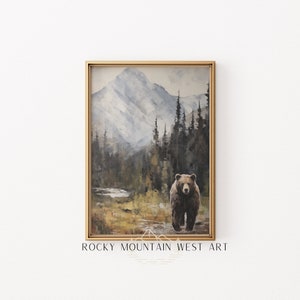 Rustic Brown Grizzly Bear Wall Art Dark Forest Wall Art Rustic Wildlife ...