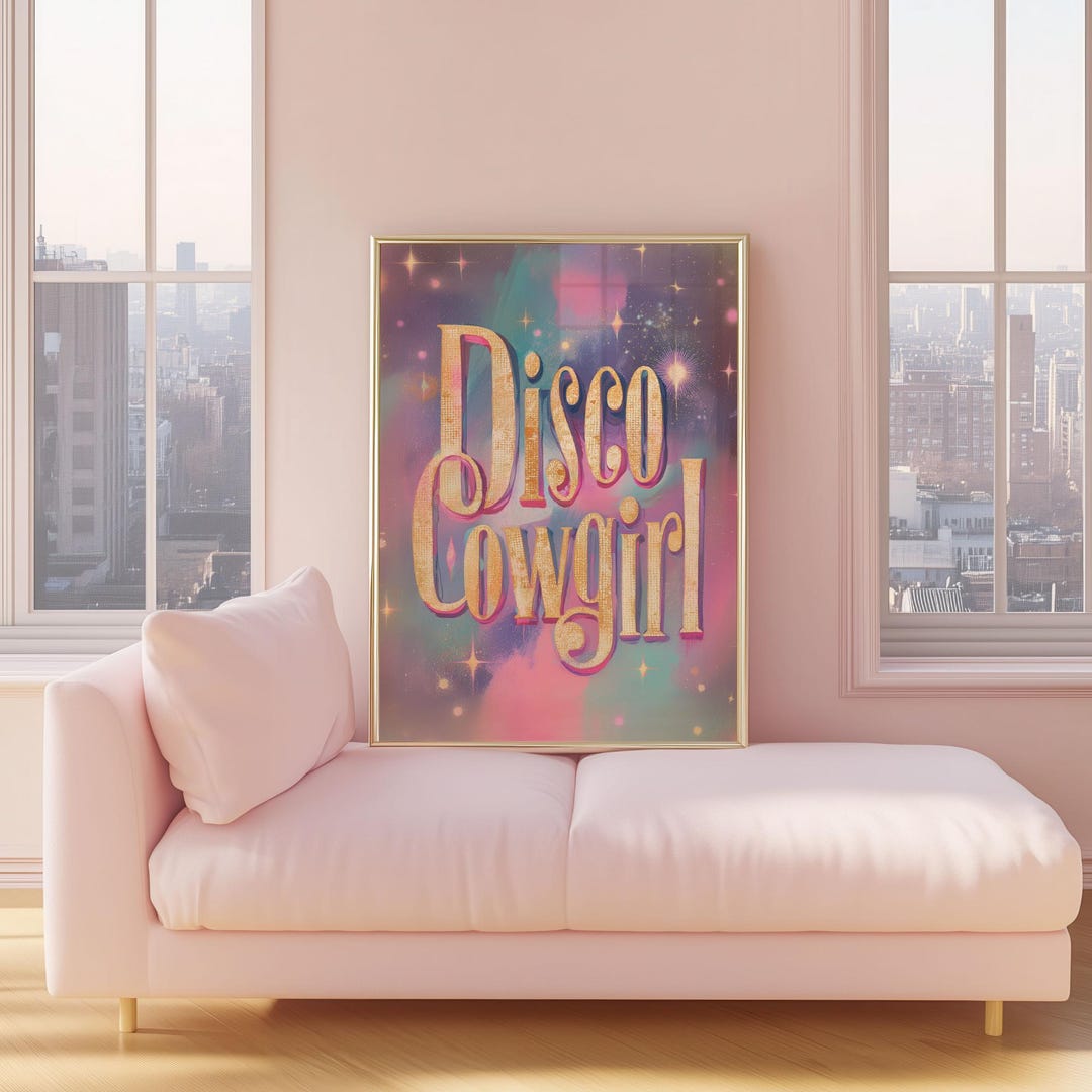 Disco Cowgirl Art Print | Retro Y2K Western Glam (digital Download) - Etsy