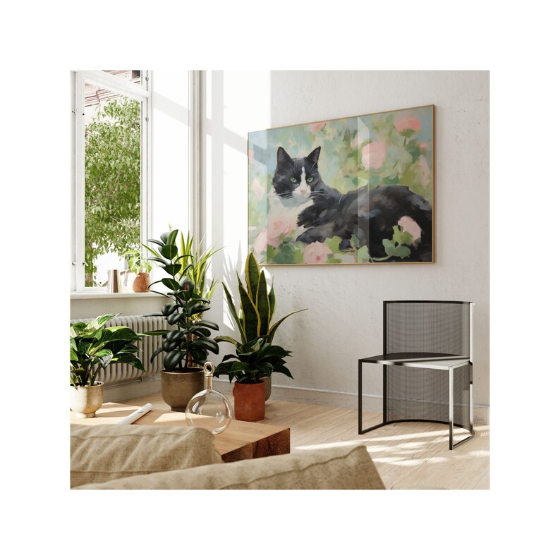 Vintage Tuxedo Cat Wall Art Tuxedo Cat Gifts Claude Monet Inspired ...