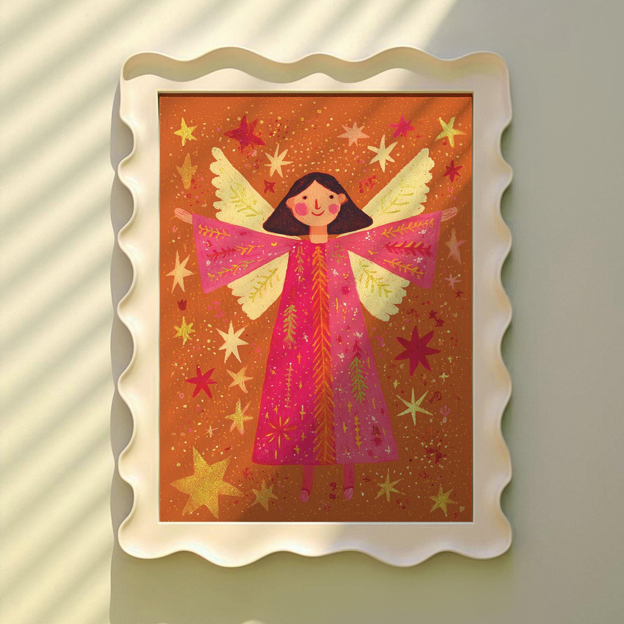 Retro Angel Wall Art Print Whimsical Retro Print Barbiecore Dorm Decor ...