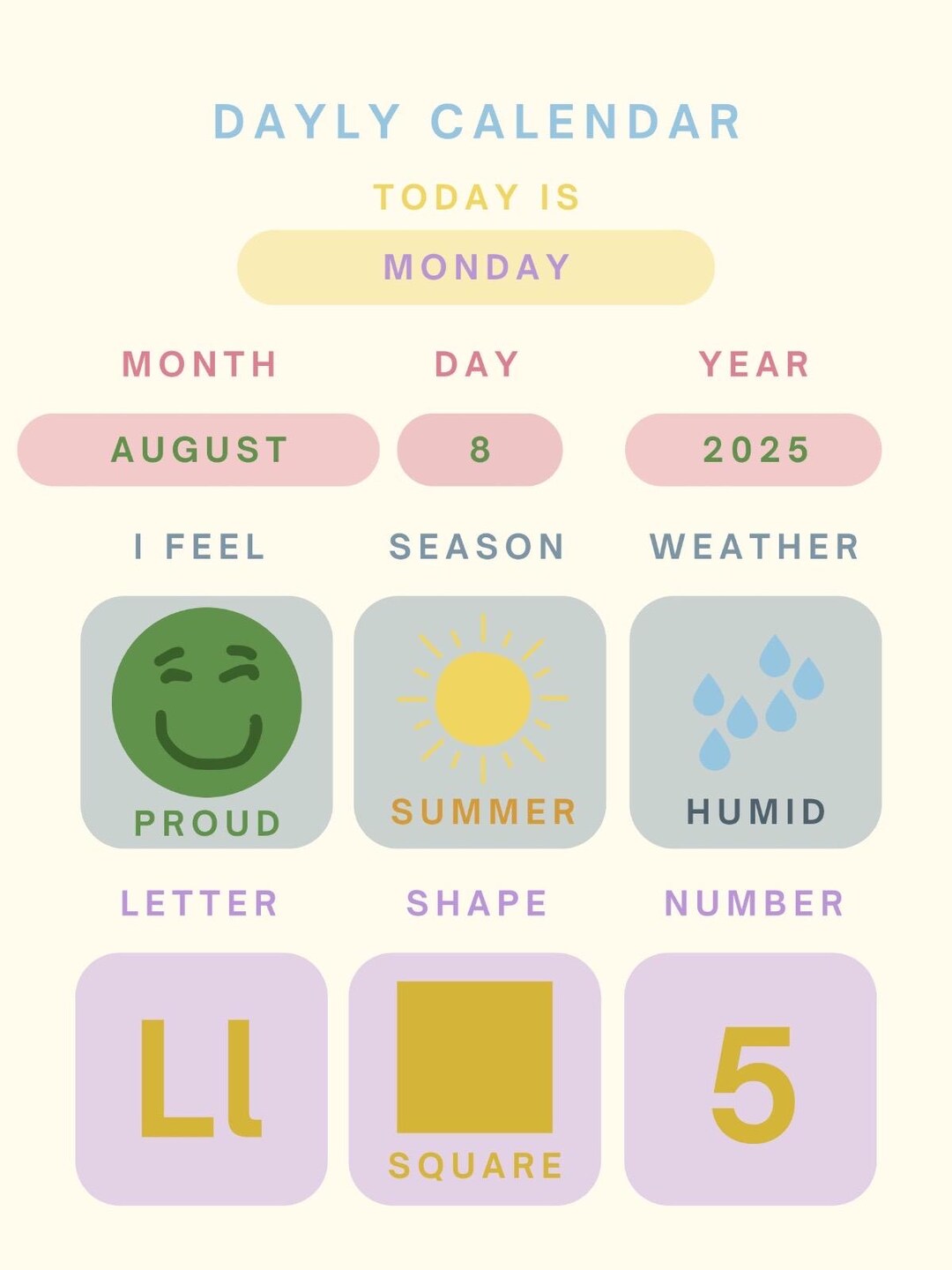 Daily Morning Calendar for Circle Time - Etsy
