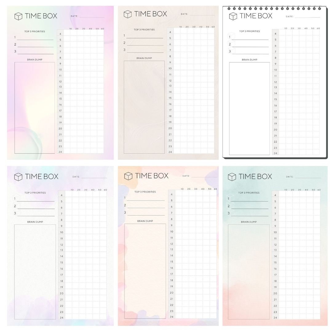 Time Boxing, Time Box, Daily Planner, Hourly Planner, Minute Planner ...