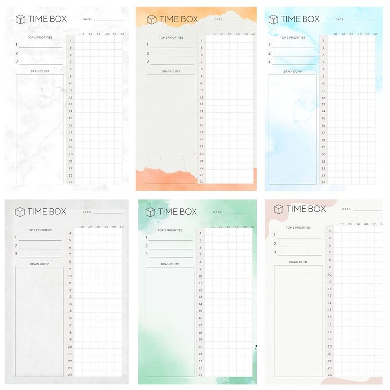 Time Boxing, Time Box, Daily Planner, Hourly Planner, Minute Planner ...