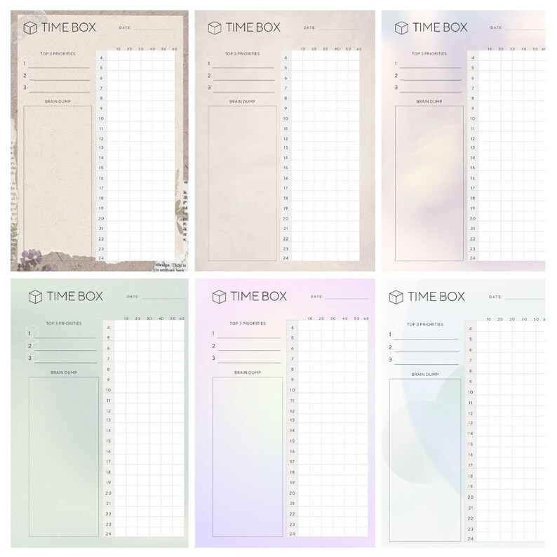 Time Boxing, Time Box, Daily Planner, Hourly Planner, Minute Planner ...