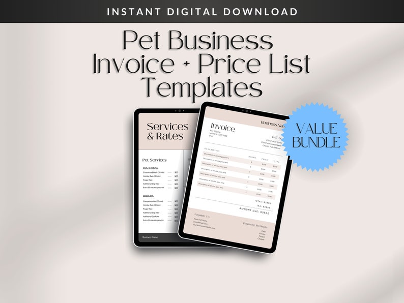 Invoice Template & Price List | Done-for-you Canva Templates for Pet ...