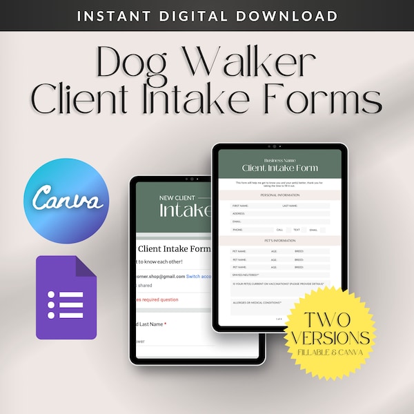 Dog Walker Client Form - Etsy