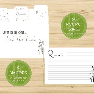 Bamboo Recipe Box: 'life is Short, Lick the Bowl' - Includes Dividers ...