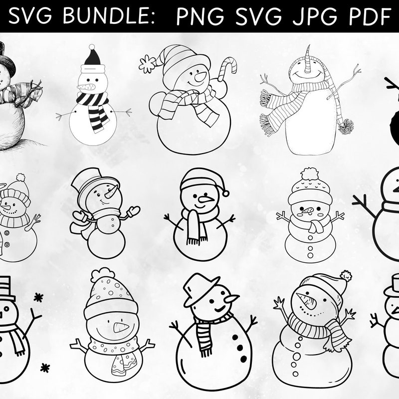 Cute Snowman Svg - Etsy