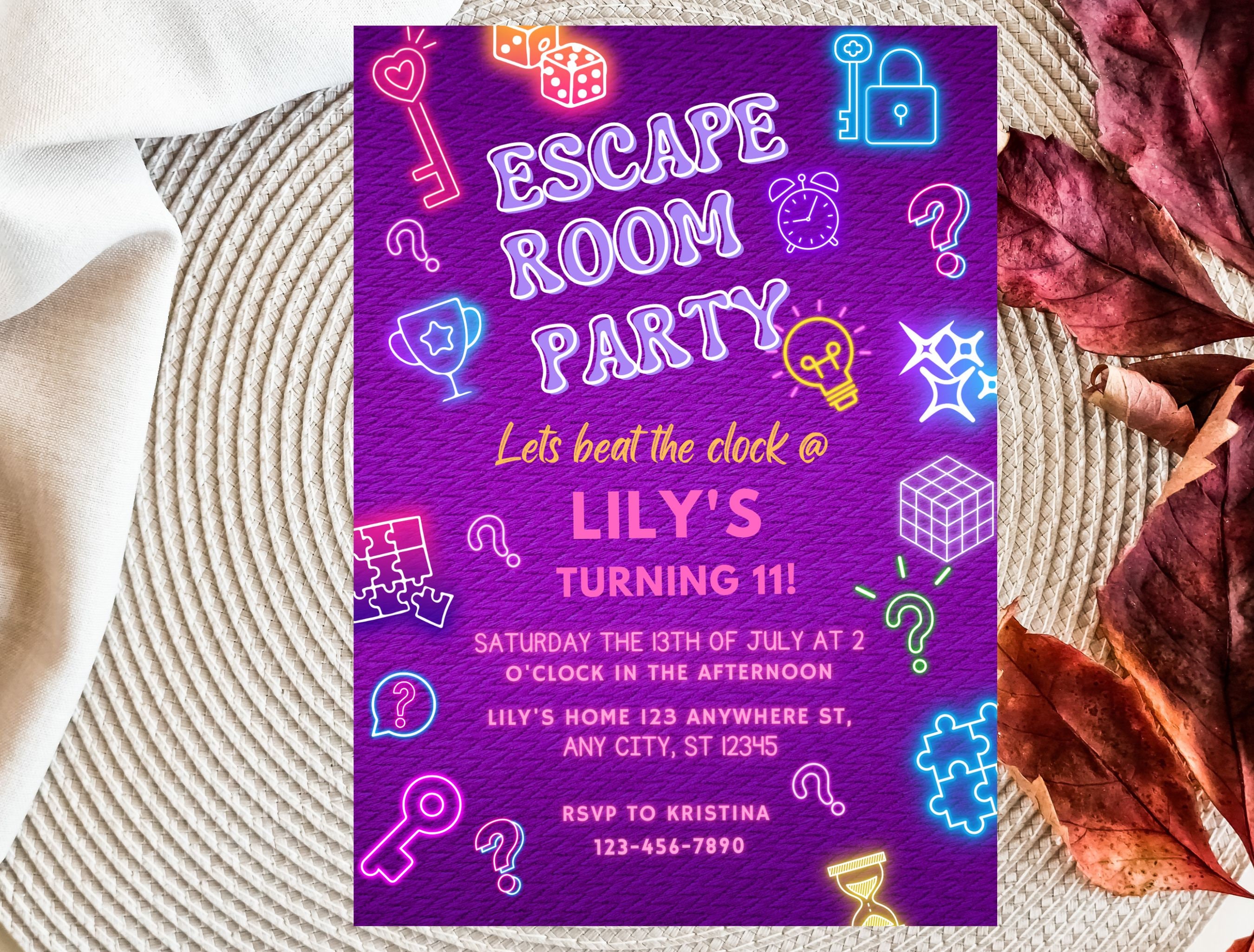 Escape Room Birthday Party Invitation Editable Template | Kids Mystery ...