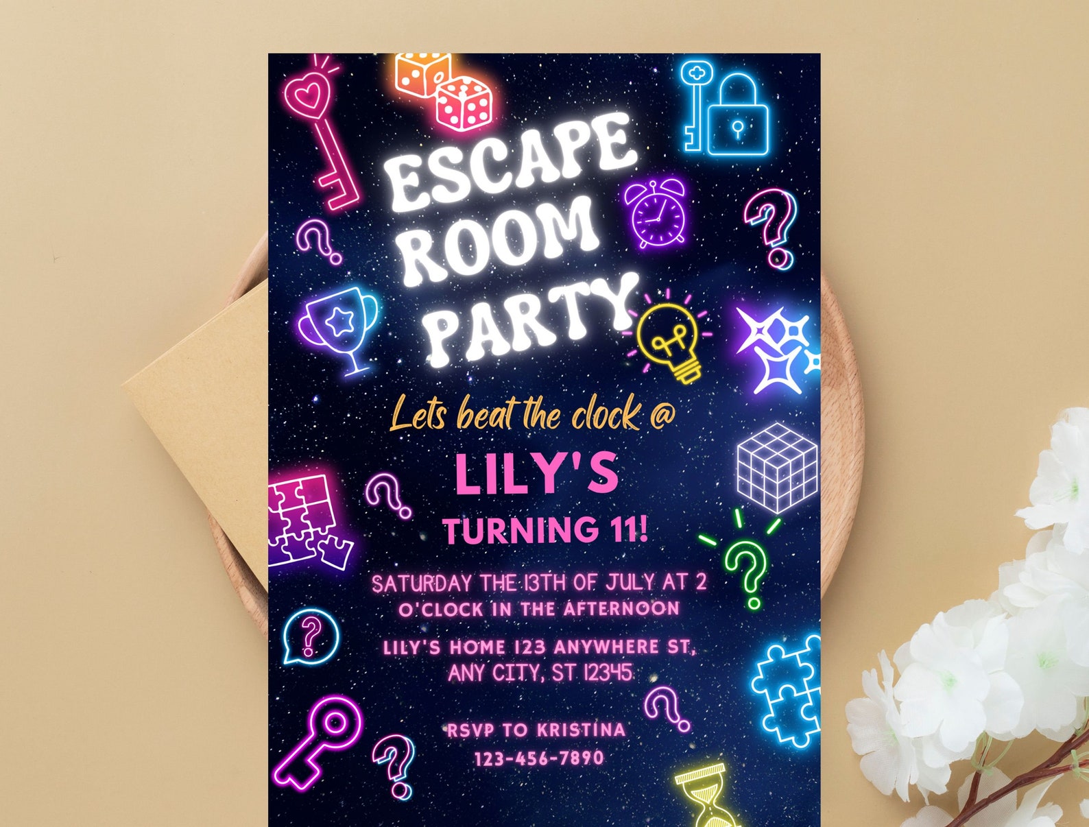 Escape Room Birthday Party Invitation Editable Template | Kids Mystery ...