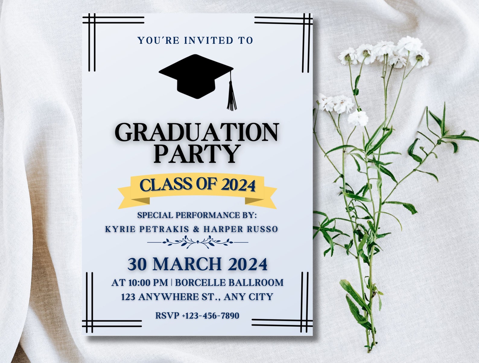 Graduation Invitation Template Printable Editable Electronic Graduation ...