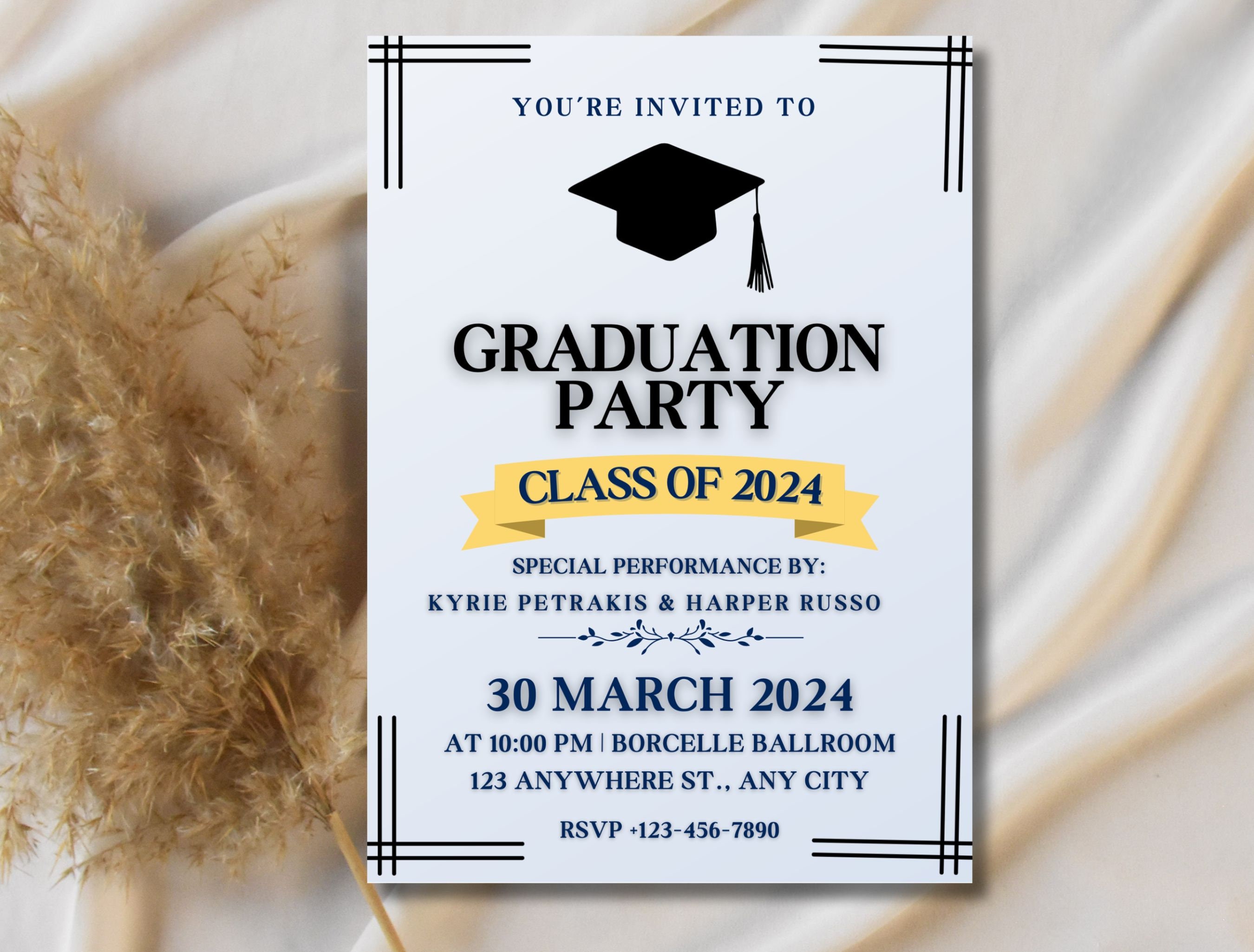 Graduation Invitation Template Printable Editable Electronic Graduation ...