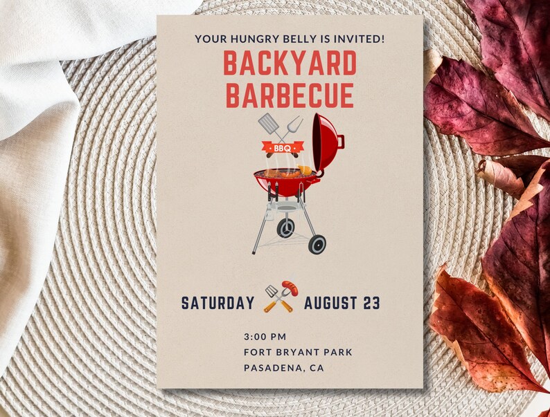 Backyard BBQ Birthday Invitation, Editable Summer Garden Party (digital ...