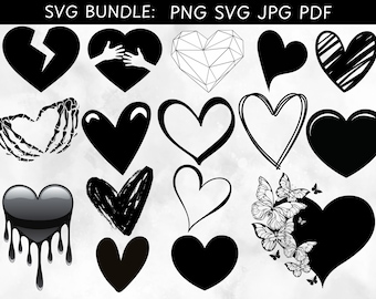 HEART Bundle SVG, Heart Svg Cut Files for Cricut, HEART Doodle Svg, Heart Clipart, Hand Drawn ...