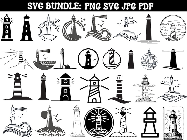 Lighthouse SVG, Lighthouse Bundle Svg, Lighthouse PNG, Lighthouse ...