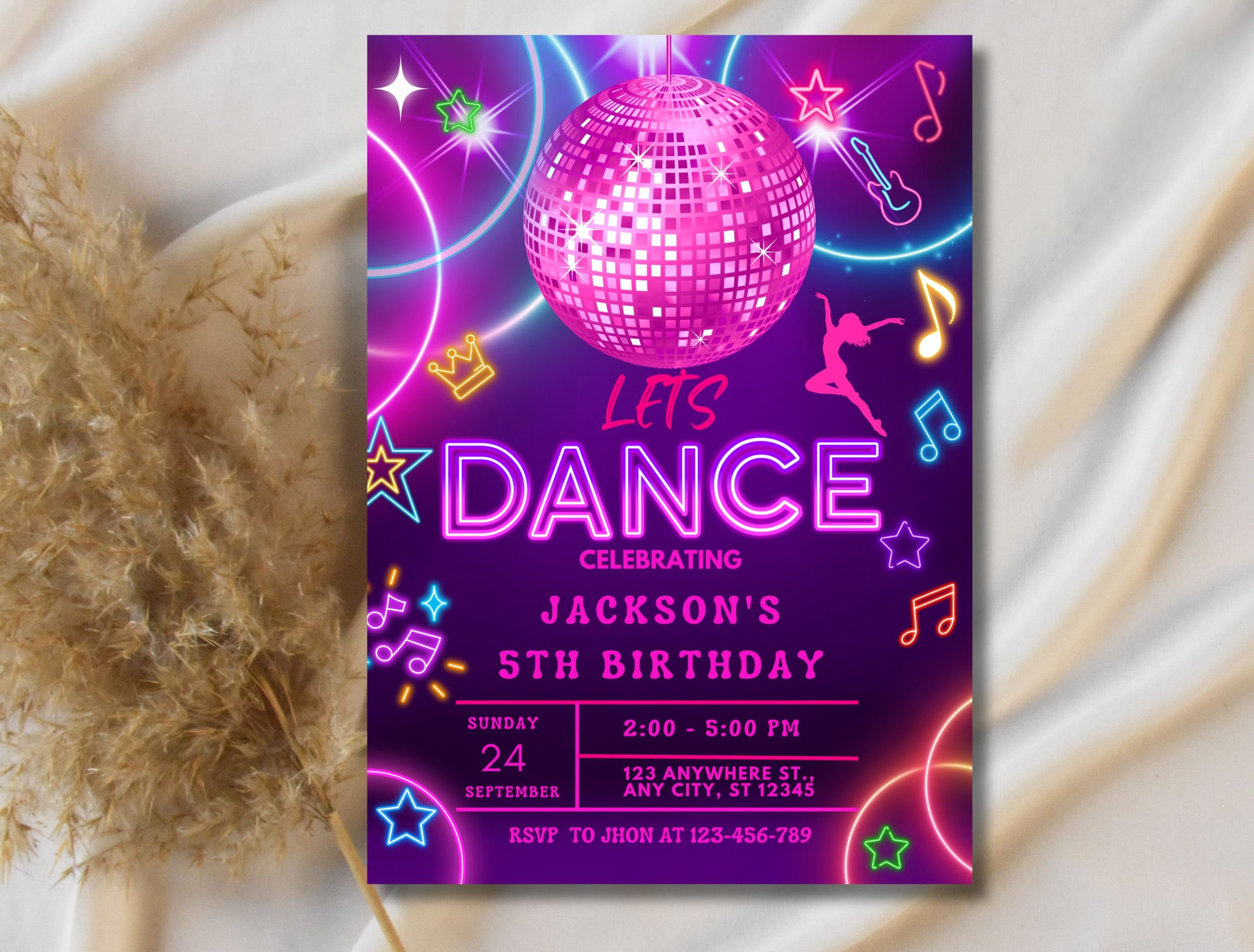 Editable Dance Party Birthday Invitation, Tie Dye Party Gender Neutral ...