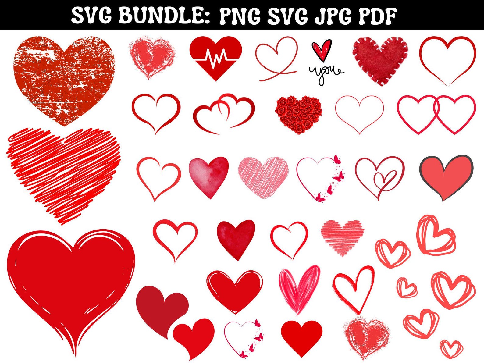 Red Heart SVG Bundle | Valentine's Day Graphics (digital Download) - Etsy