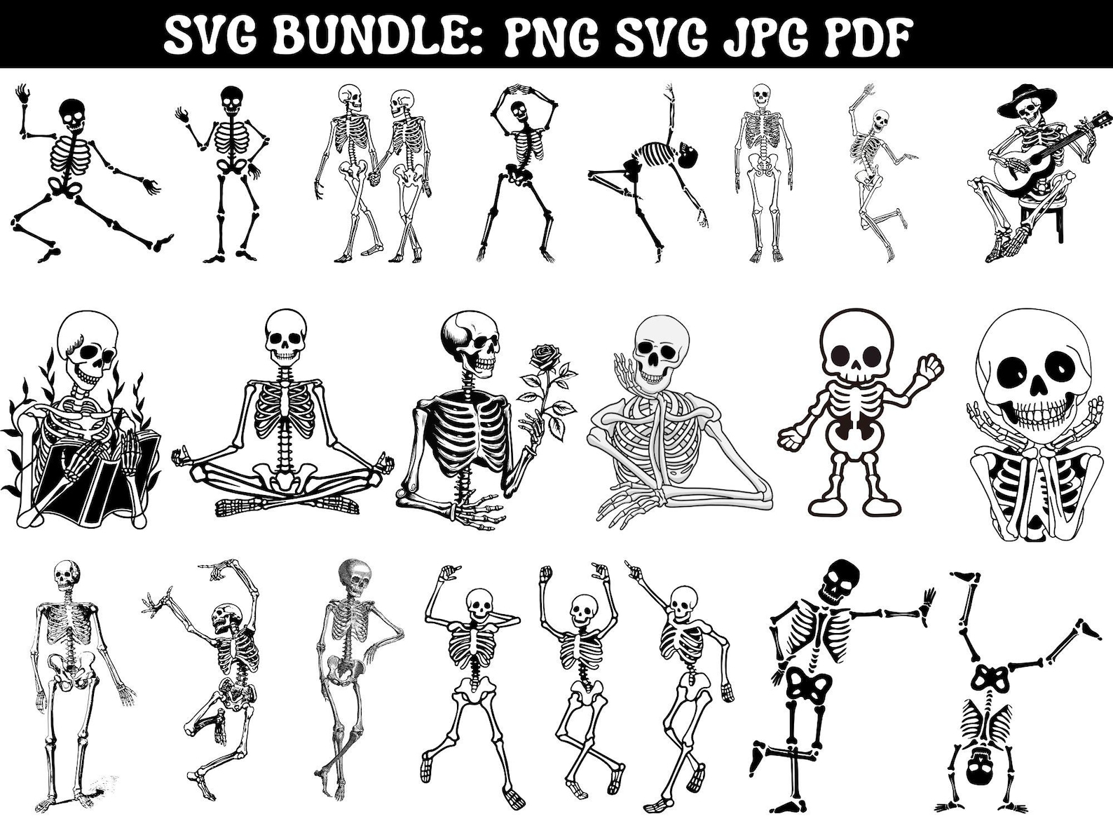 SKELETON SVG, Skeleton Svg Bundle, Skeleton Clipart, Skeleton Cut Files ...