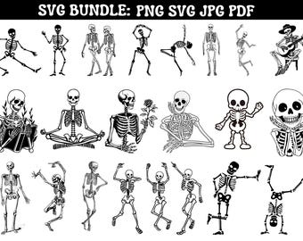 SKELETON SVG, Skeleton Svg Bundle, Skeleton Clipart, Skeleton Cut Files ...
