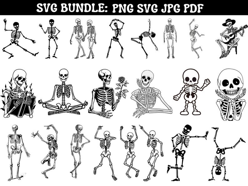 SKELETON SVG, Skeleton Svg Bundle, Skeleton Clipart, Skeleton Cut Files ...