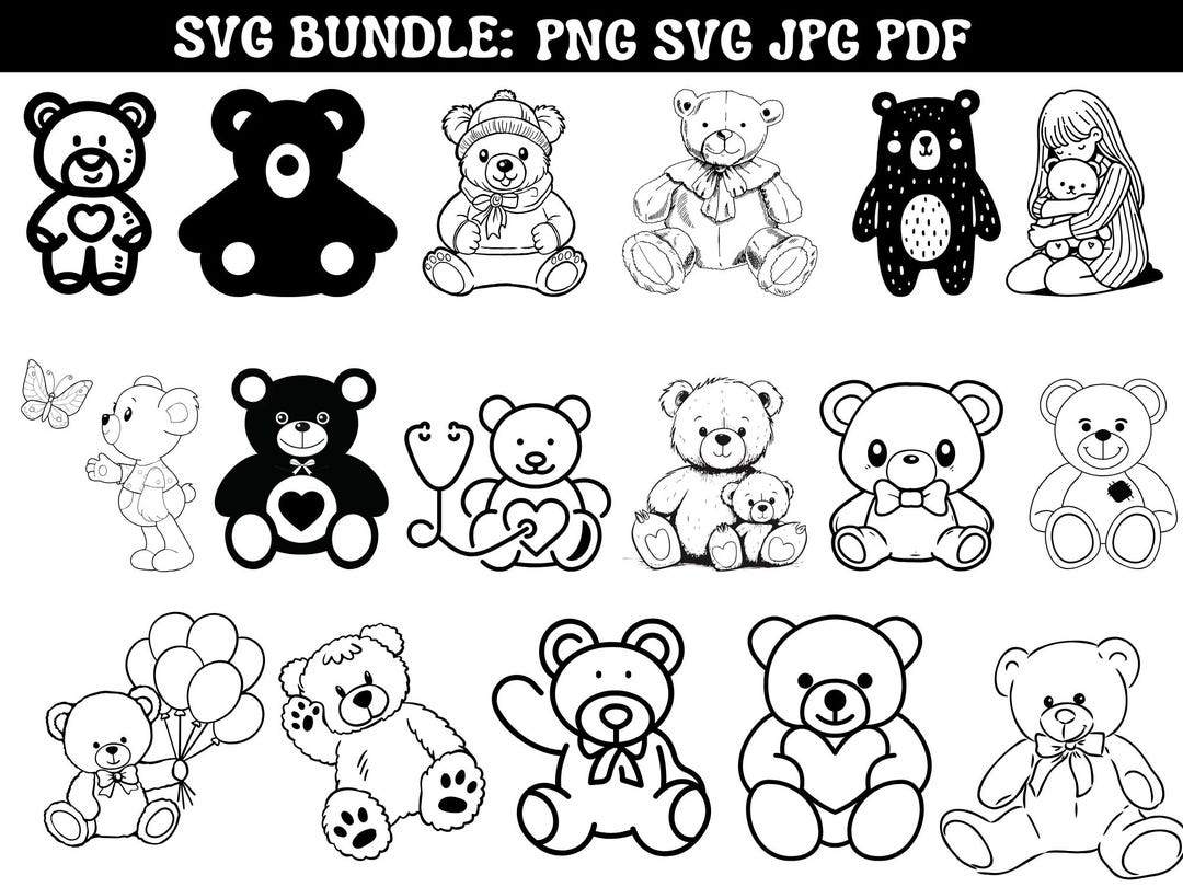 Teddy Bear Outline SVG, PNG, Clipart, Cricut Cut File (digital Download ...