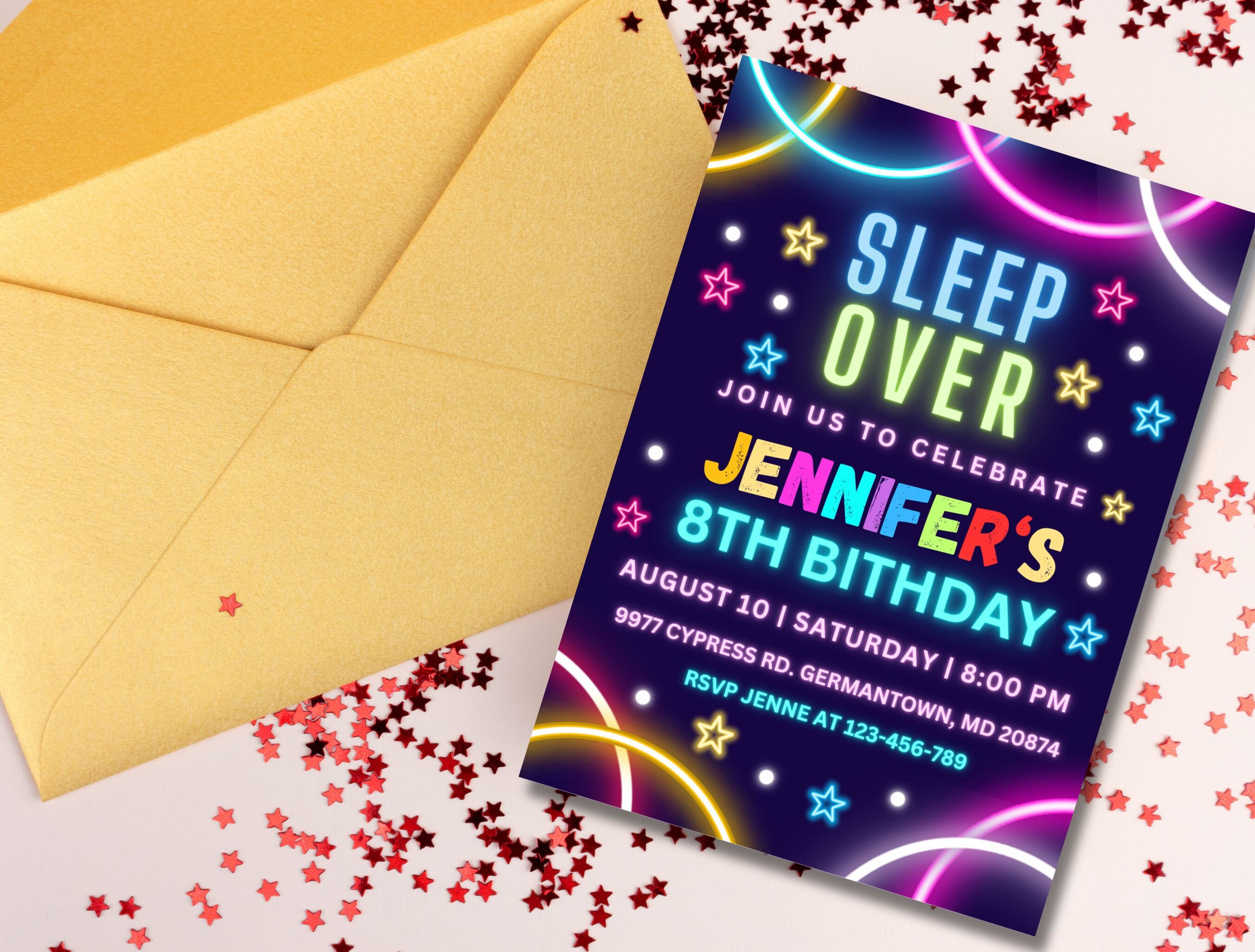 Editable Slumber Party Birthday Invitation Sleepover Birthday Invite ...
