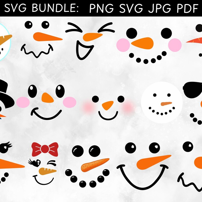 Snowman Face Clipart - Etsy