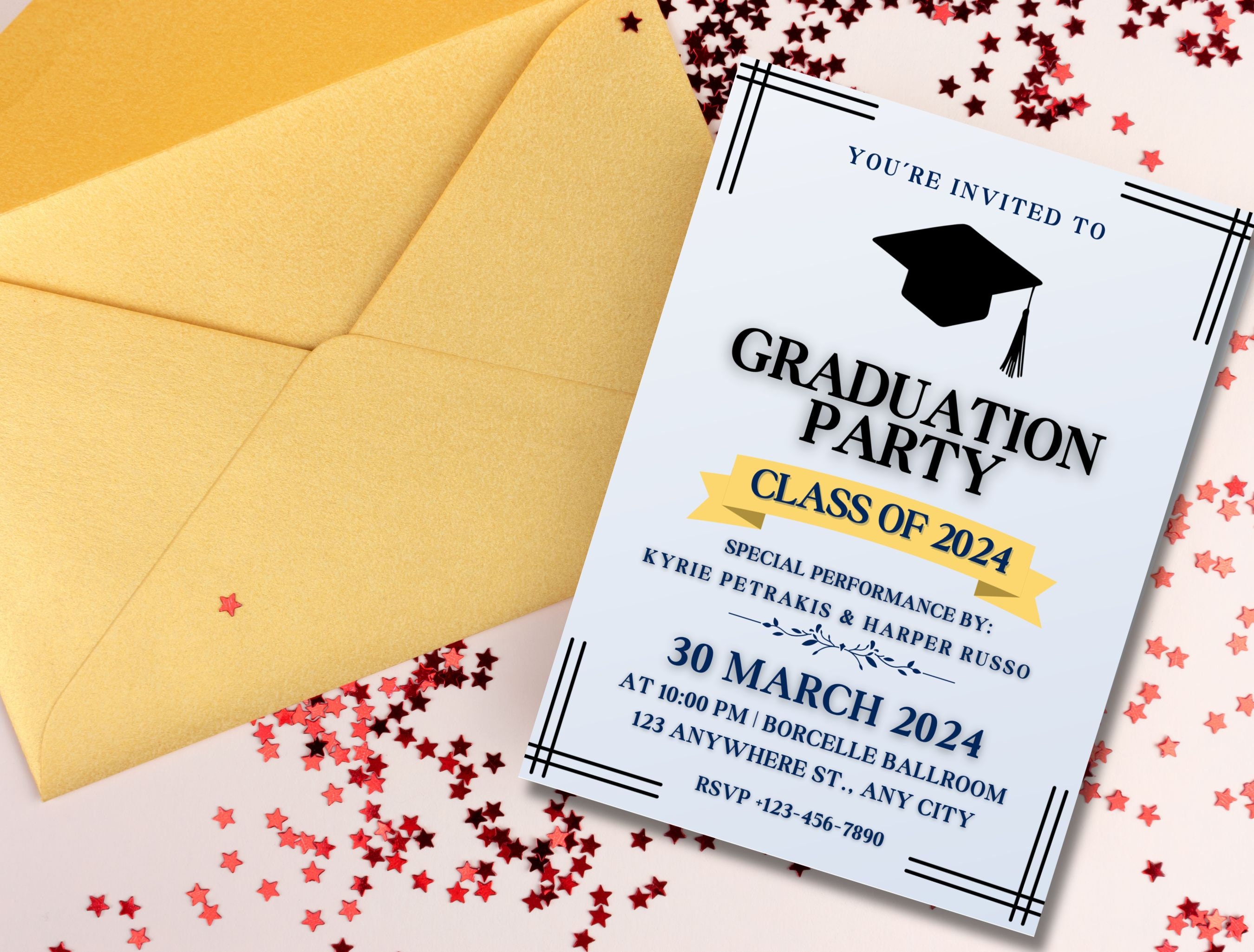 Graduation Invitation Template Printable Editable Electronic Graduation ...