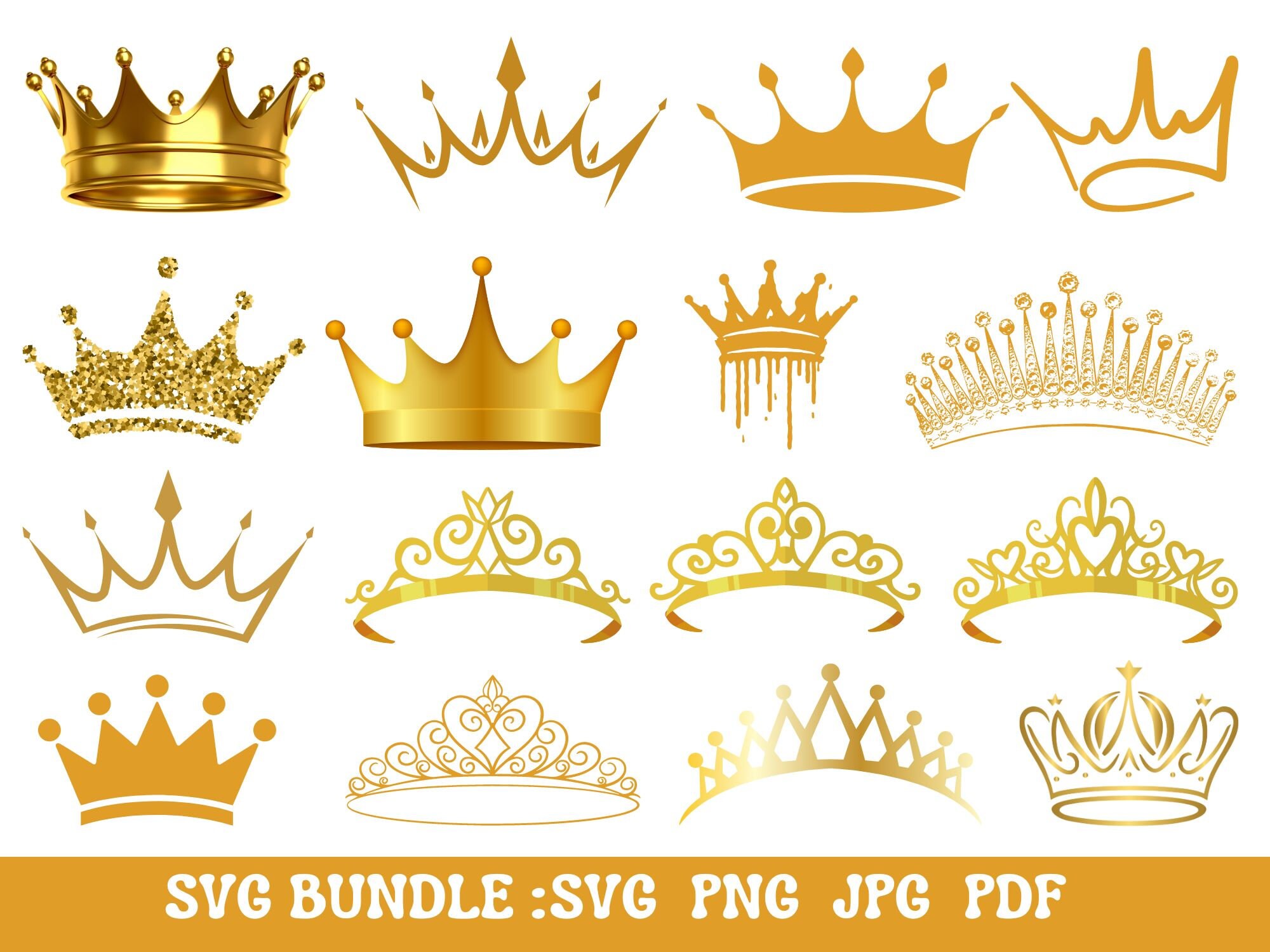 Royal Crown Svg Bundle, Queen Crown Svg, Princess Crown, Princess Tiara ...