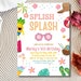 Editable Splish Splash Birthday Invitation Pool Party Girl Summer ...