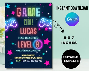 10th Birthday Invitation, Editable Video Game Party Invitation, Level ...