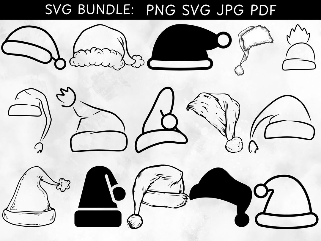 Santa Hat Svg Big Bundle, Christmas SVG, Santa Hat Silhouette ...