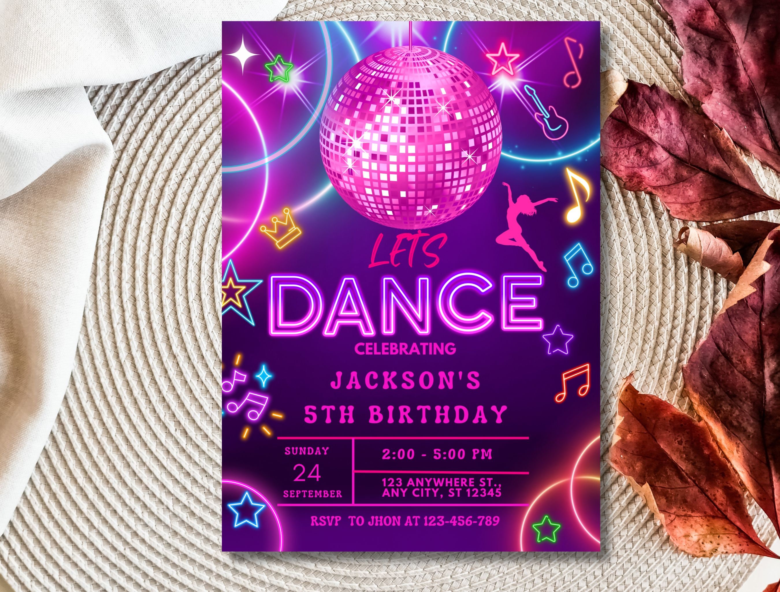 Editable Dance Party Birthday Invitation, Tie Dye Party Gender Neutral ...