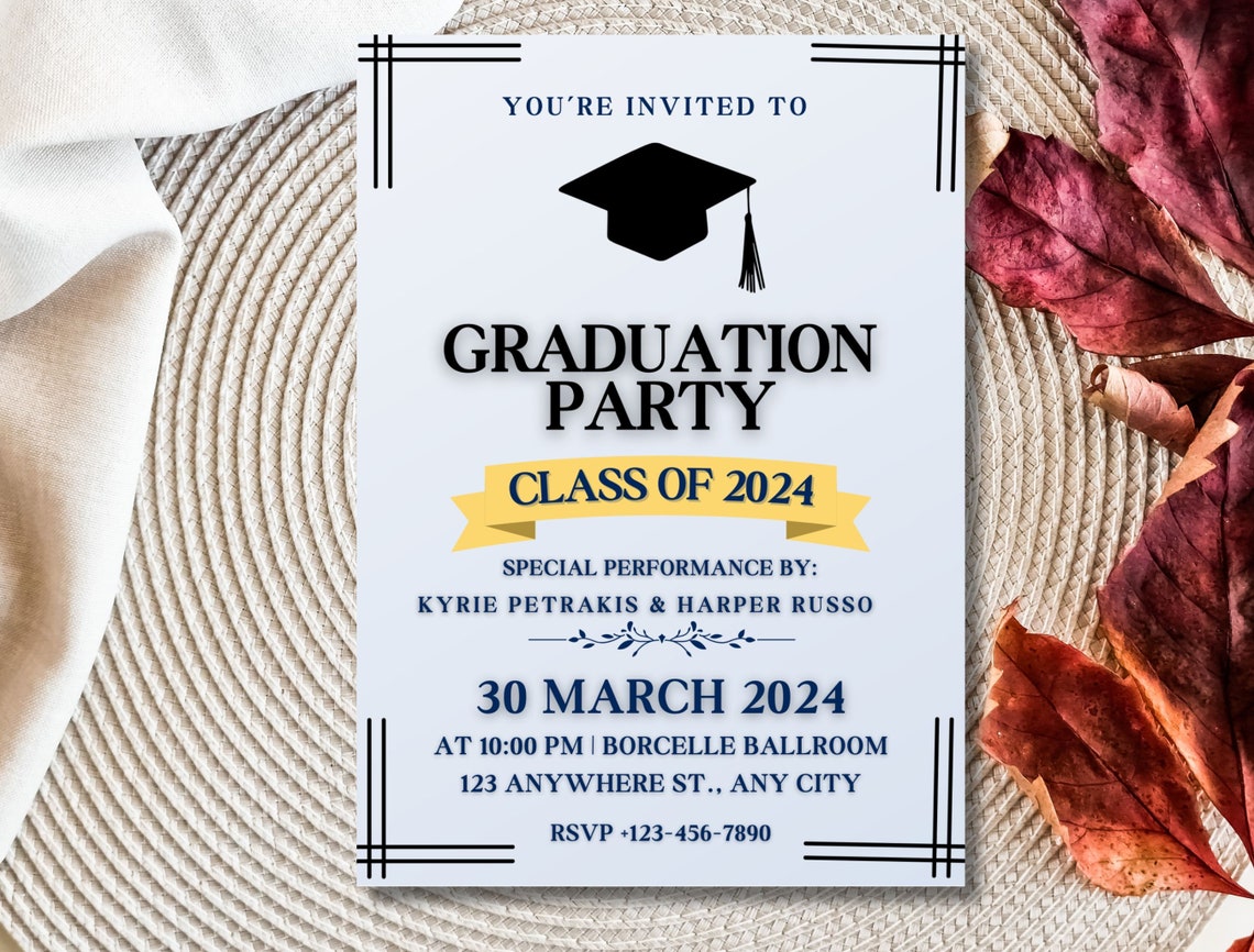 Graduation Invitation Template Printable Editable Electronic Graduation ...