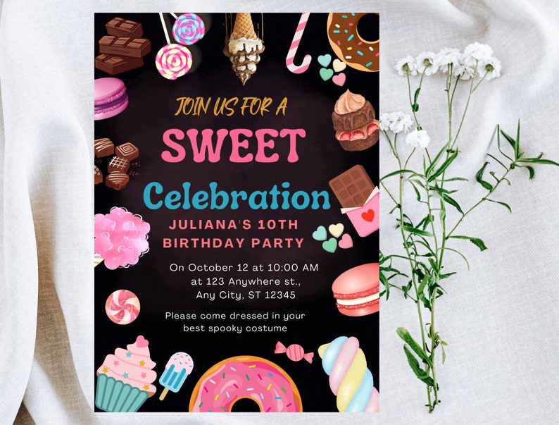 Editable Sweets Birthday Invitation Template, Candy Party (digital ...