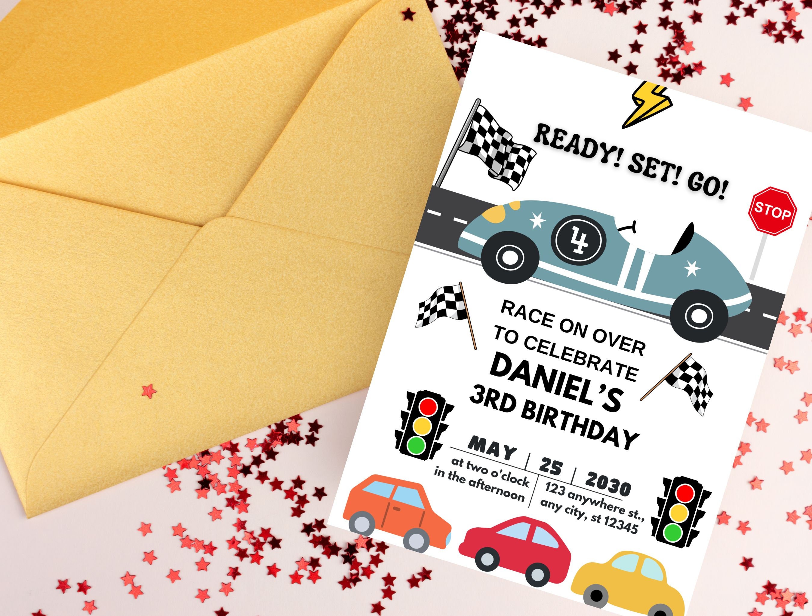Cars Birthday Invitation Template Birthday Party Invitation Boy Race ...