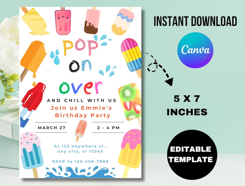 Popsicle Birthday Invitation Boy Girl 1st Birthday Party Invite Ice ...