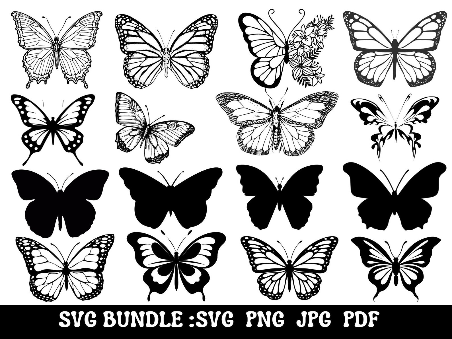Butterfly SVG Bundle - Butterfly PNG Bundle - Butterfly Clipart ...