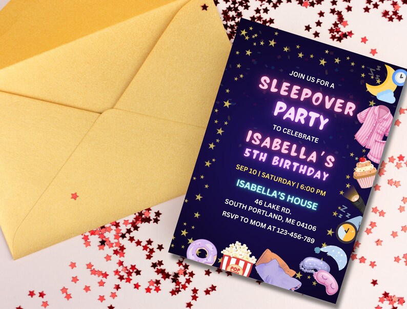 Sleepover Birthday Invitation, Printable Sleepover Invite, Slumber ...