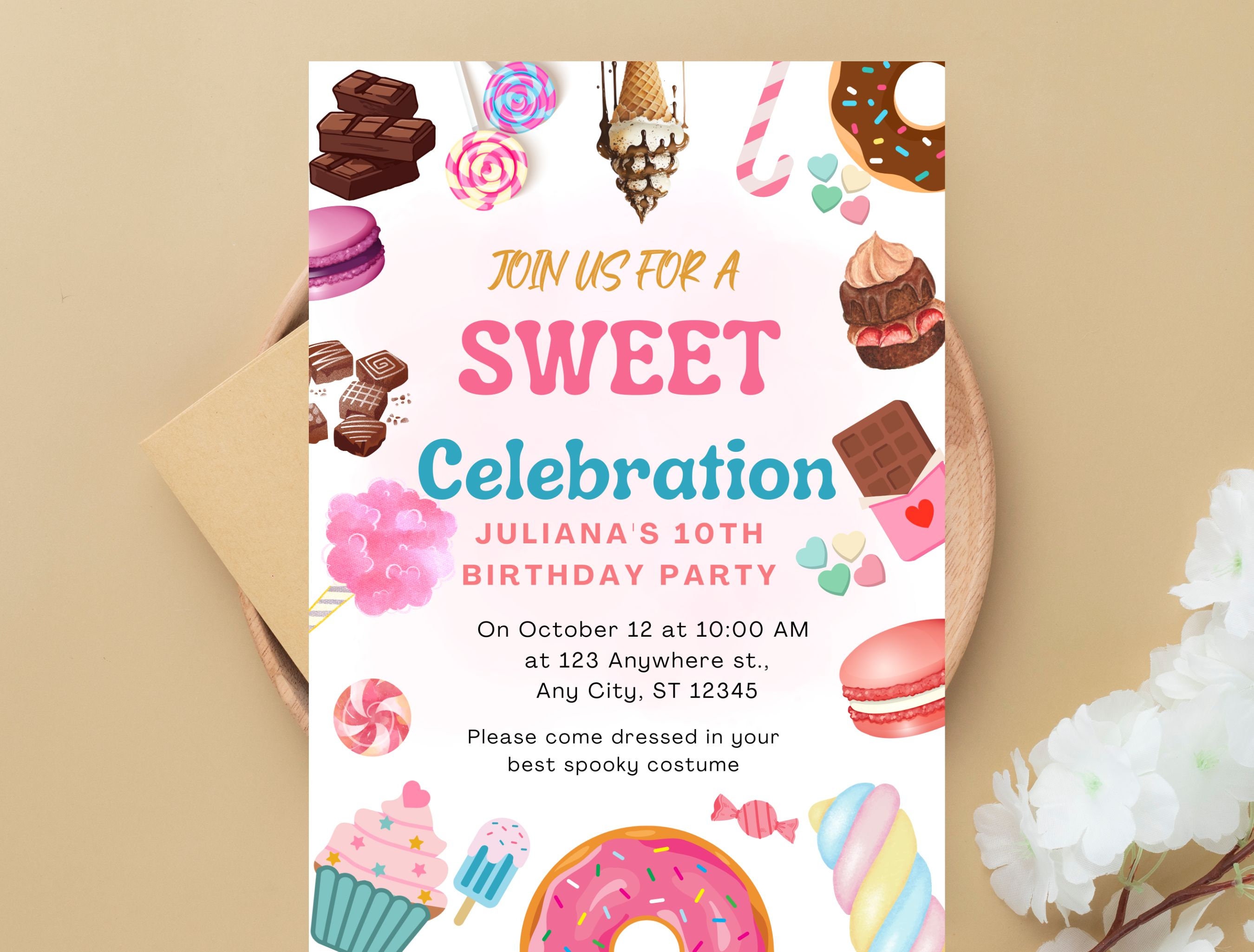 Editable Sweets Candy Invitation Template, Sweet Candy Birthday ...
