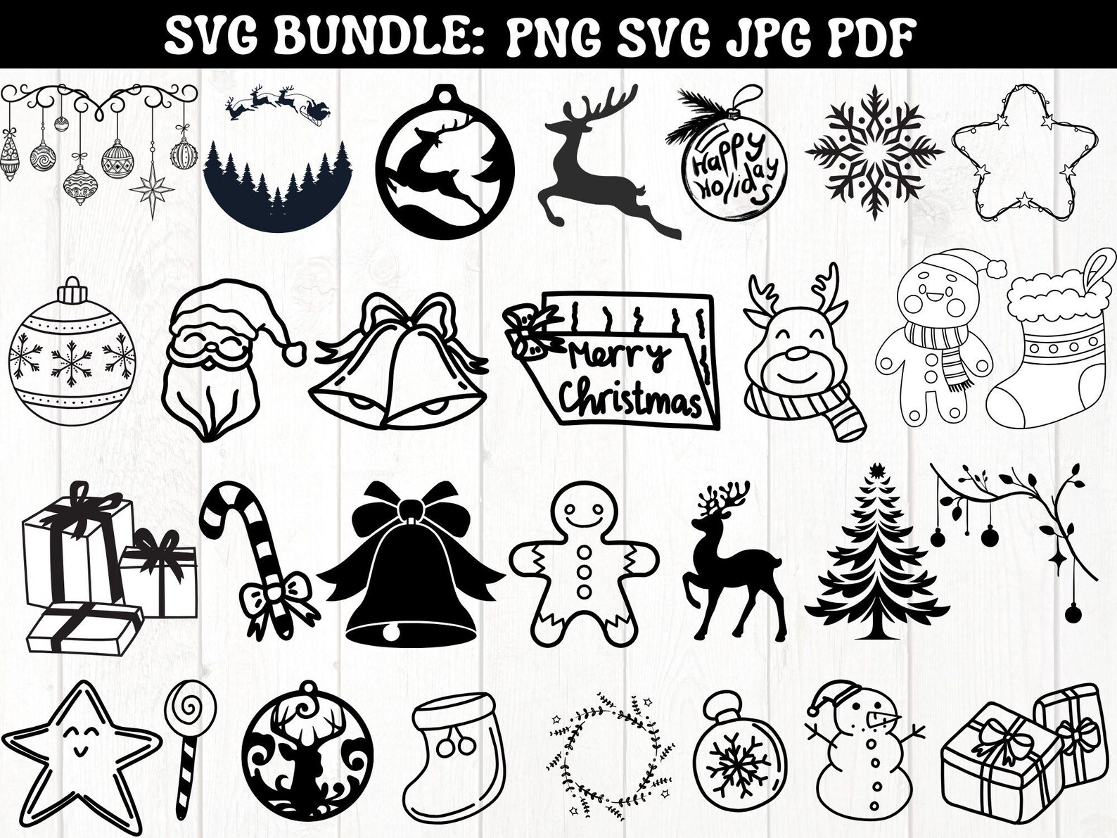 Christmas SVG Clipart Bundle, Cricut Cut Files (digital Download) - Etsy
