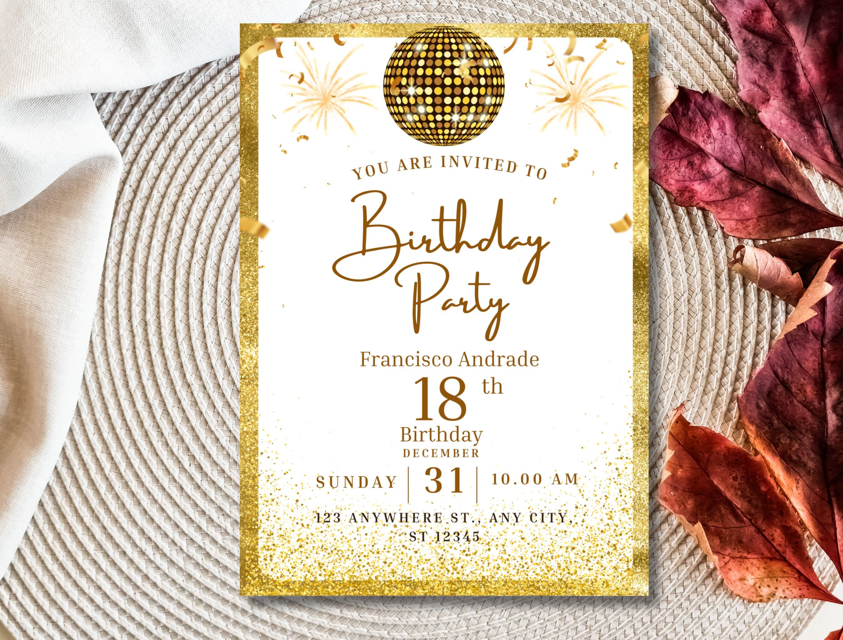 Editable Disco Party Birthday Invitation, Gender Neutral Invites, Dance ...