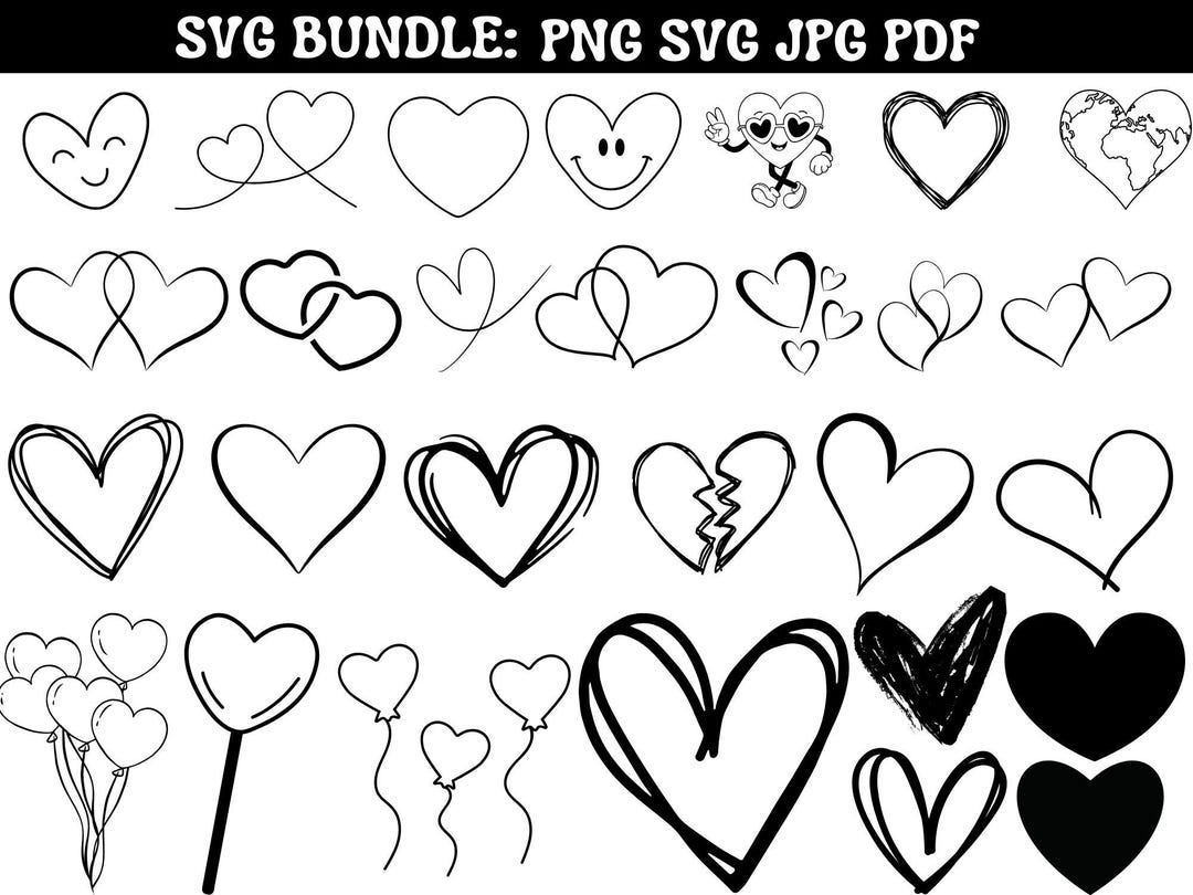 Heart Svg Bundle - Hearts Svg, Love Svg, Valentine Days Svg, Cute Heart ...