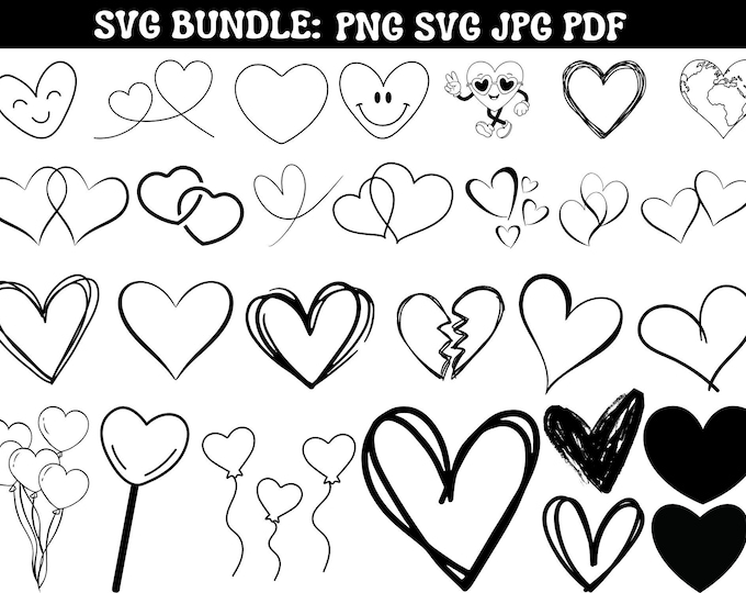 Heart Svg Bundle - Hearts Svg, Love Svg, Valentine Days Svg, Cute Heart ...