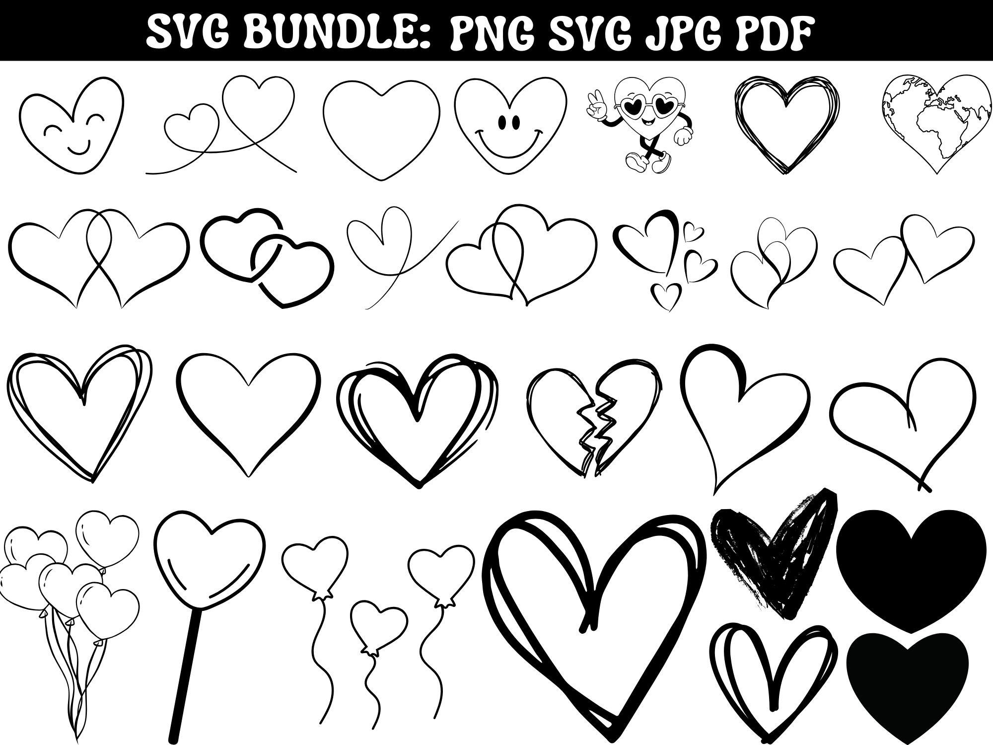 Heart Svg Bundle - Hearts Svg, Love Svg, Valentine Days Svg, Cute Heart ...