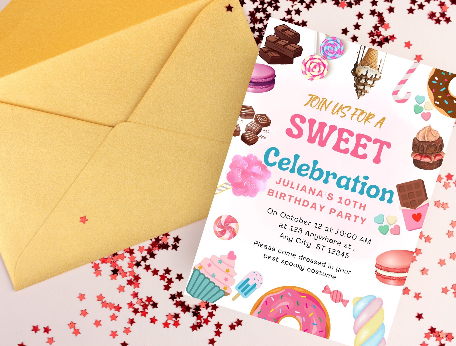 Editable Sweets Candy Invitation Template, Sweet Candy Birthday ...