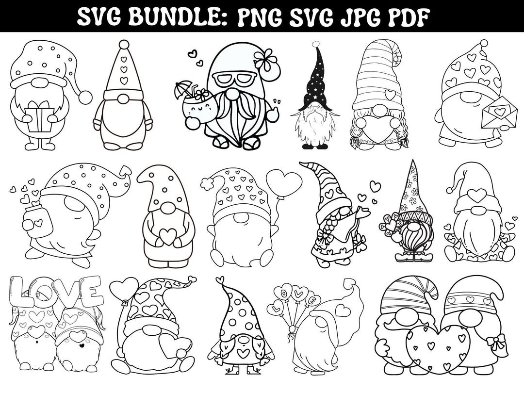 Valentine Gnomes SVG Bundle, Heart Designs (digital Download) - Etsy