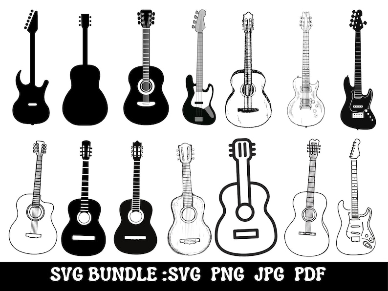 Guitar SVG Bundle, Music Clipart for Musicians (digital Download) - Etsy
