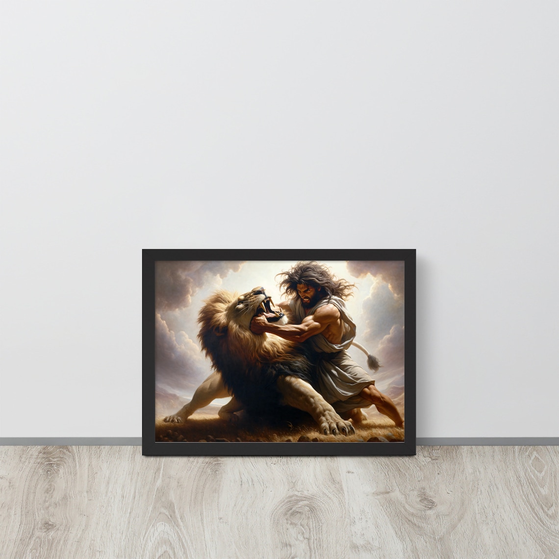 Samson's Valor Lion Battle Art Biblical Strength Biblical Hero Samson ...