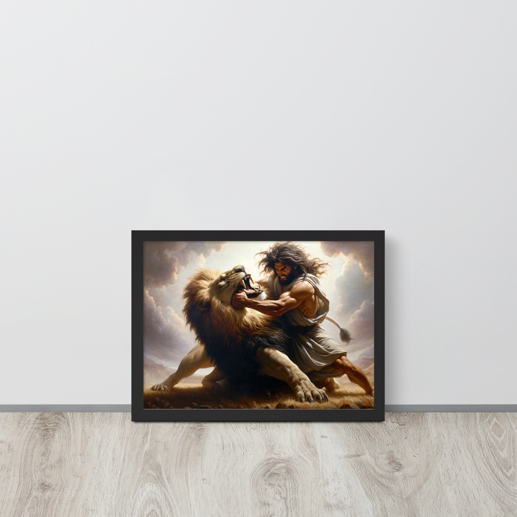 Samson's Valor Lion Battle Art Biblical Strength Biblical Hero Samson ...